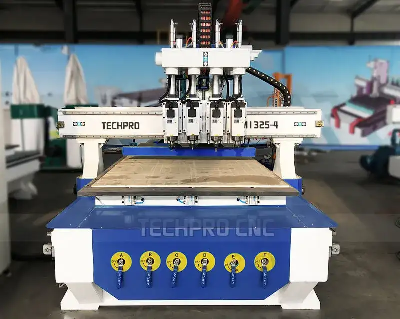 Affordable 3 Axis CNC Wood Router with 4 Spindles - TECHPRO®